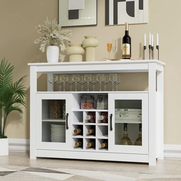 Kings Brand Furniture - Wine Bar Storage Cabinet, Sideboard Buffet with ...