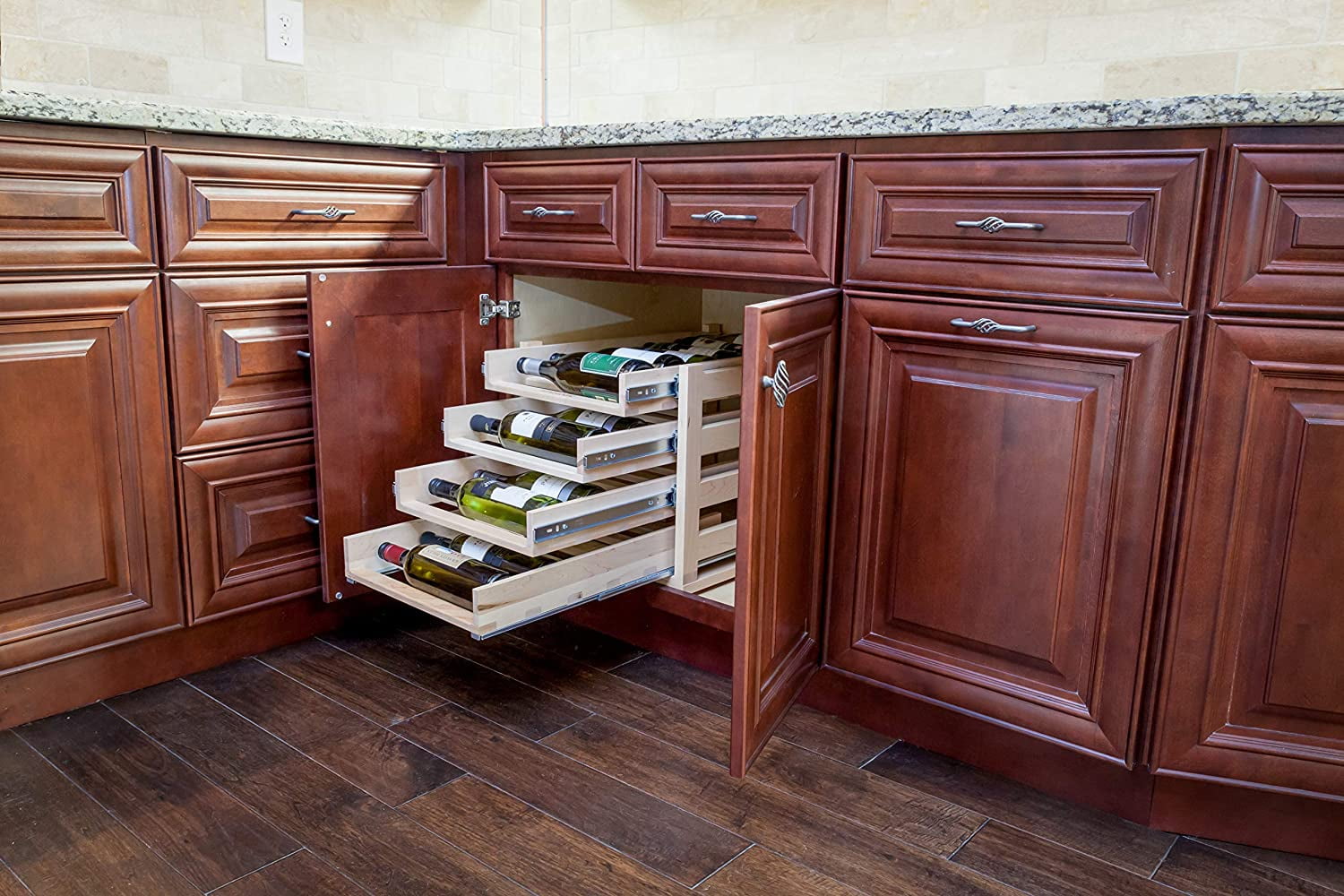 Wine Logic In-Cabinet Sliding Tray Wine Rack, 24-Bottle, Solid Maple ...