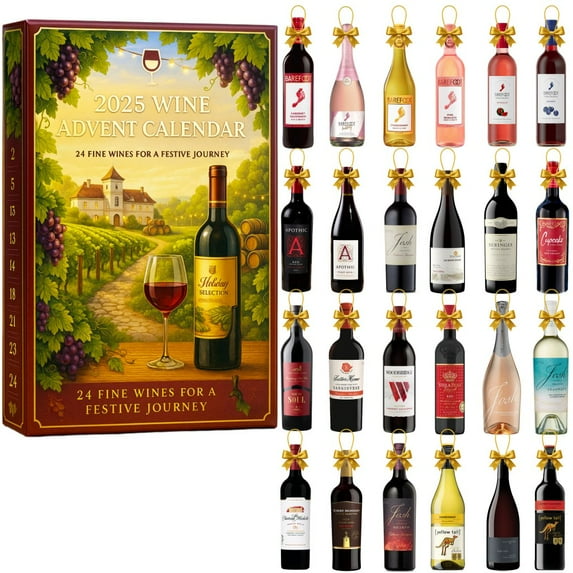 Wine Lovers Advent Calendar 2025 – 24 Days of 2D Acrylic Mini Bottle ...