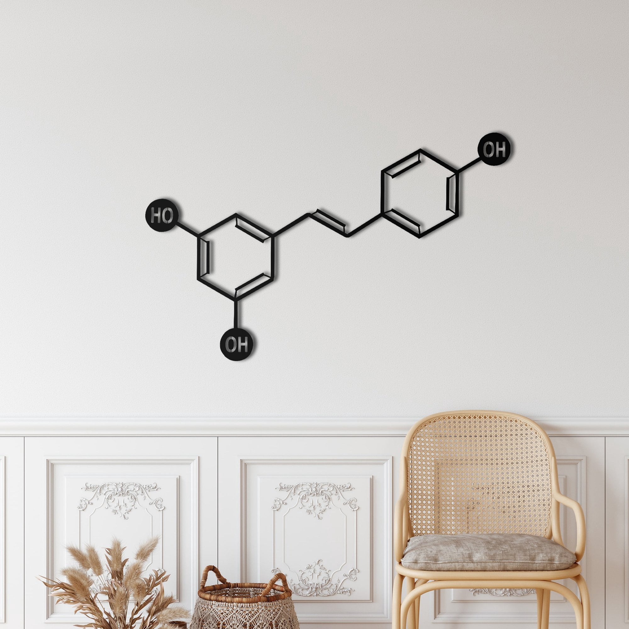 Wine Molecule Metal Wall Art for Home and Outside - Wall-Mounted ...