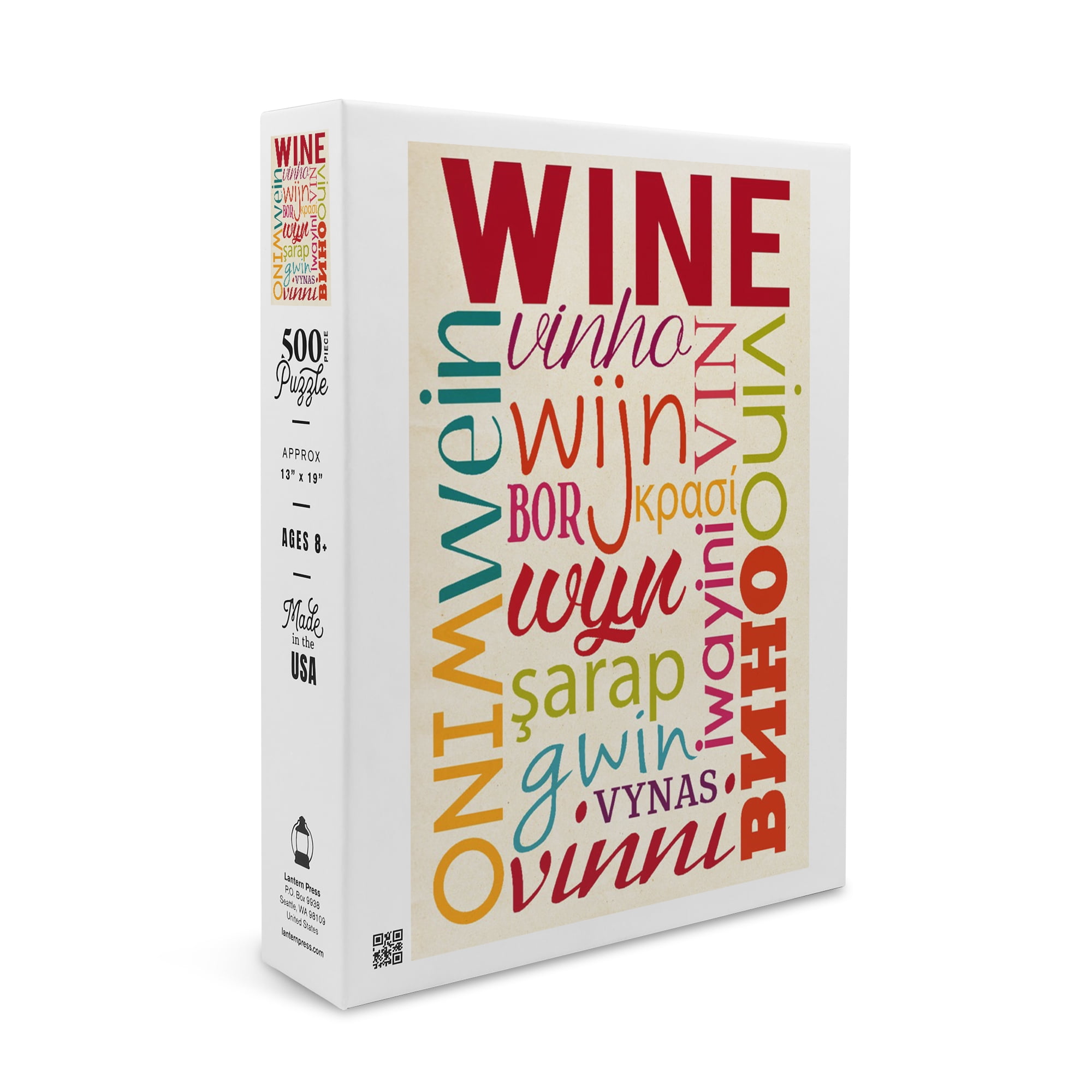 Wine, Multiple Languages, Typography (19x27 inches, Premium 500 Piece Jigsaw Puzzle for Adults ...