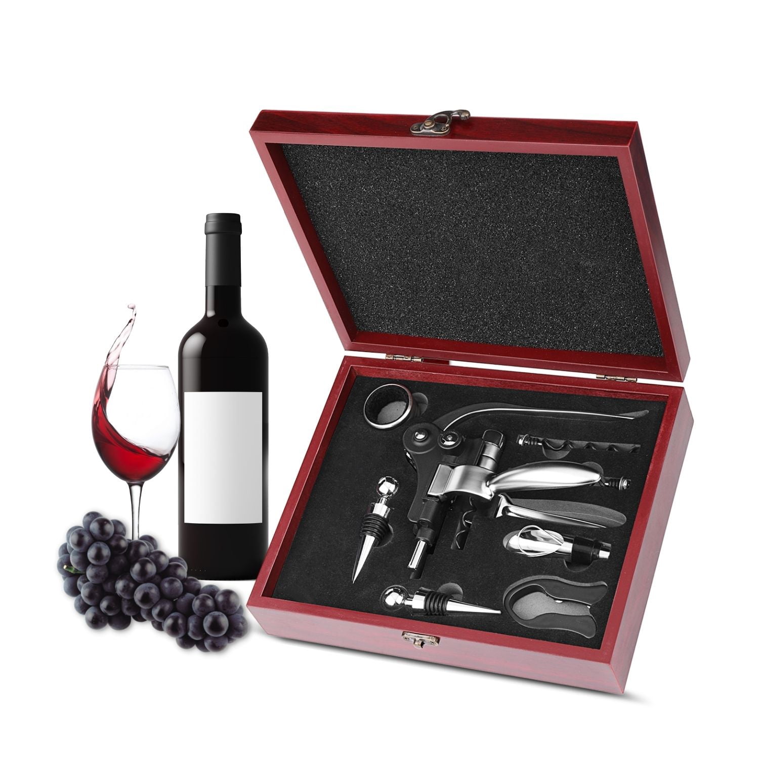 Wine Opener Kit Set Gift Box w/ Corkscrew, Wine Stoppers, Wine Pourer ...