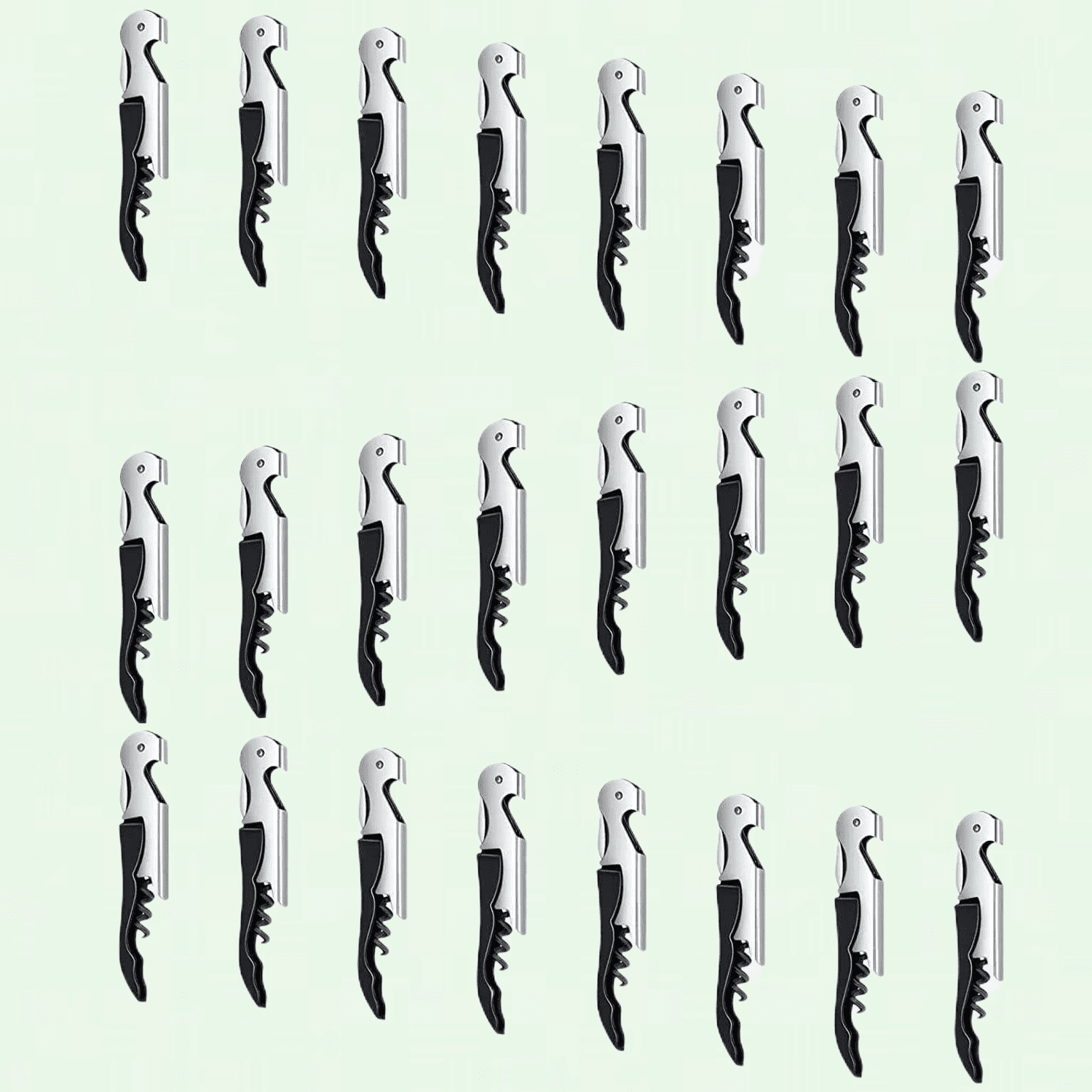 Wine Opener Set - 24 Packs of Black Corkscrew with Serrated Foil Cutter - Stainless Steel ...