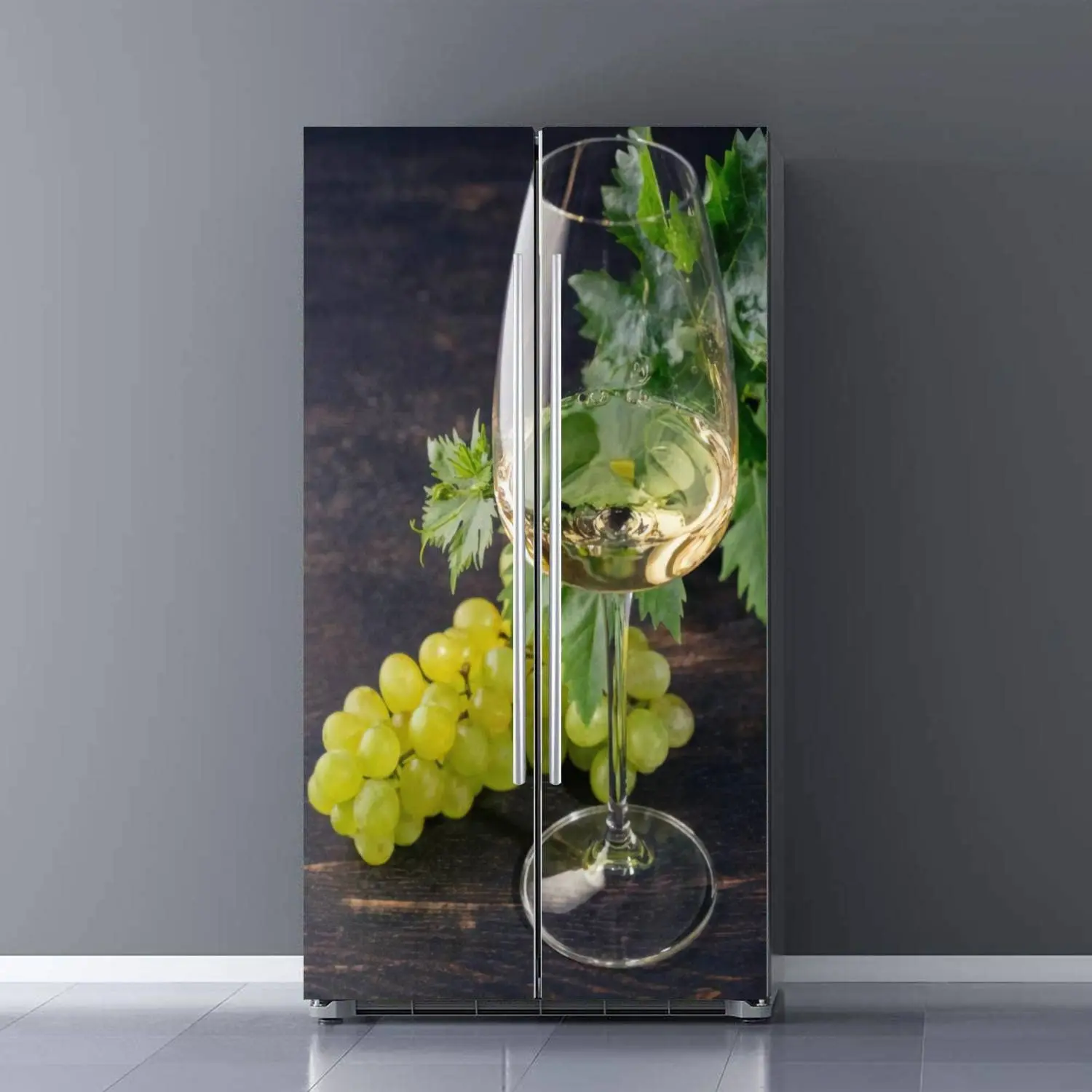 Wine Print Refrigerator Magnet Full Door Cover Grape Drink Fridge ...