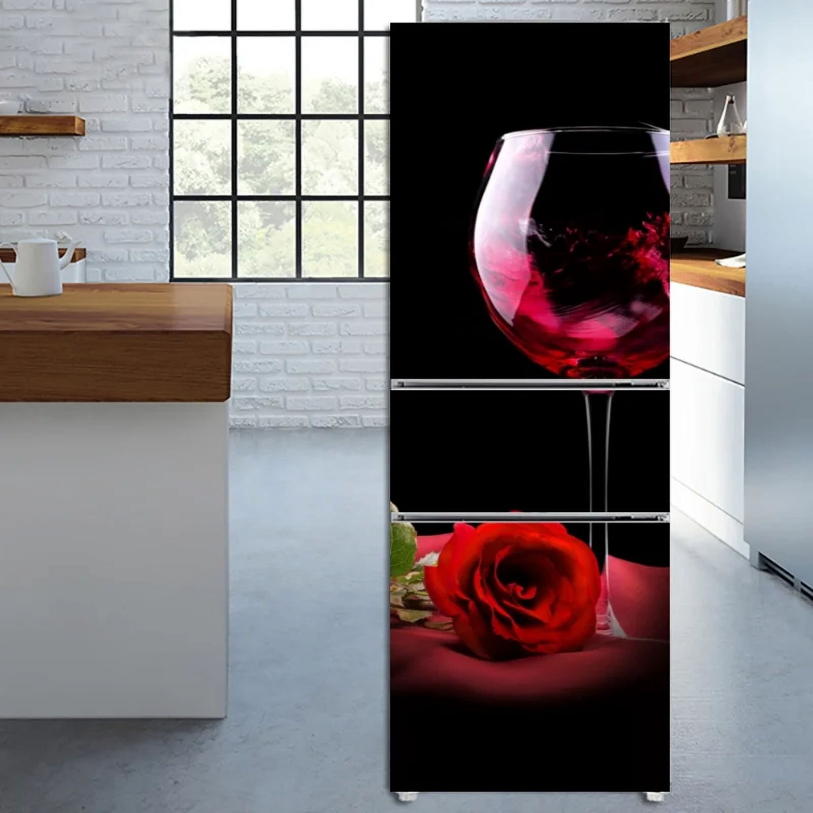 Wine Print Refrigerator Magnet Full Door Cover Grape Drink Fridge ...