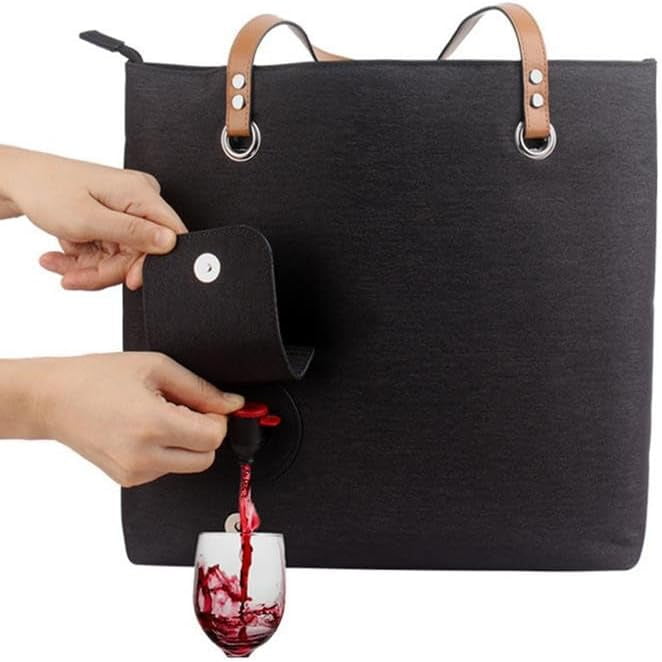 Wine Purse with Hidden Spout, Beach Wine Tote Bag with Hidden Insulated ...