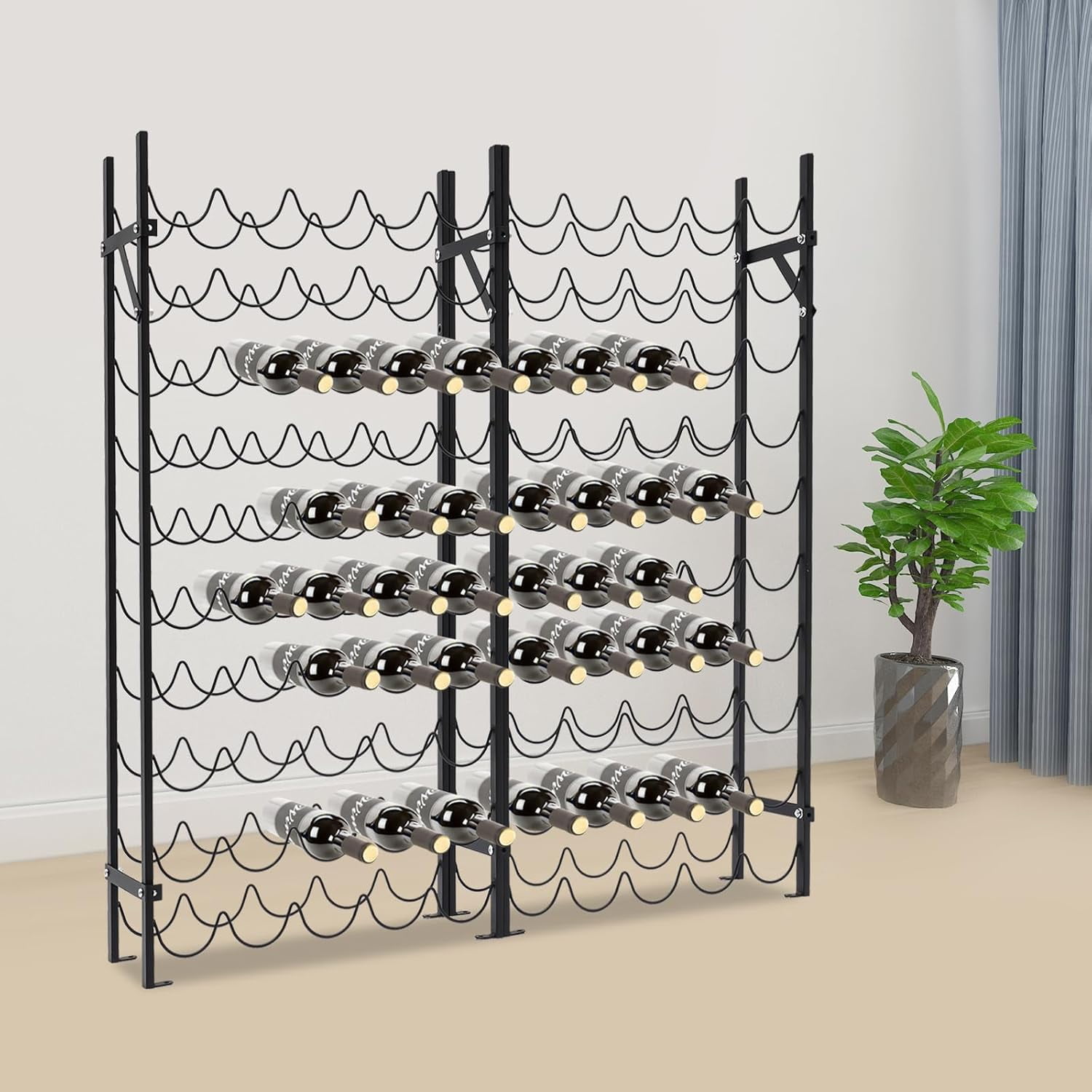 Wine Rack 10-Tier Wine Rack Steel 100-Bottle Wine Rack Floor Mount Wine ...