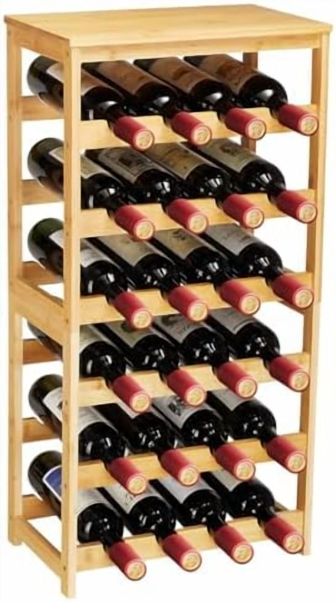 Wine Rack 24-Botttle Freestanding Floor, 6-Tier Wine Rack Shelf with ...