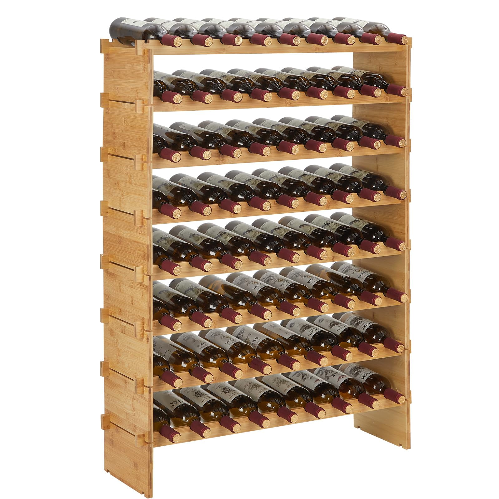 Wine Rack,36 Bottle Stackable Wine Rack, 4-Tier Wood Storage,Floor Freestanding Wines Holder ...