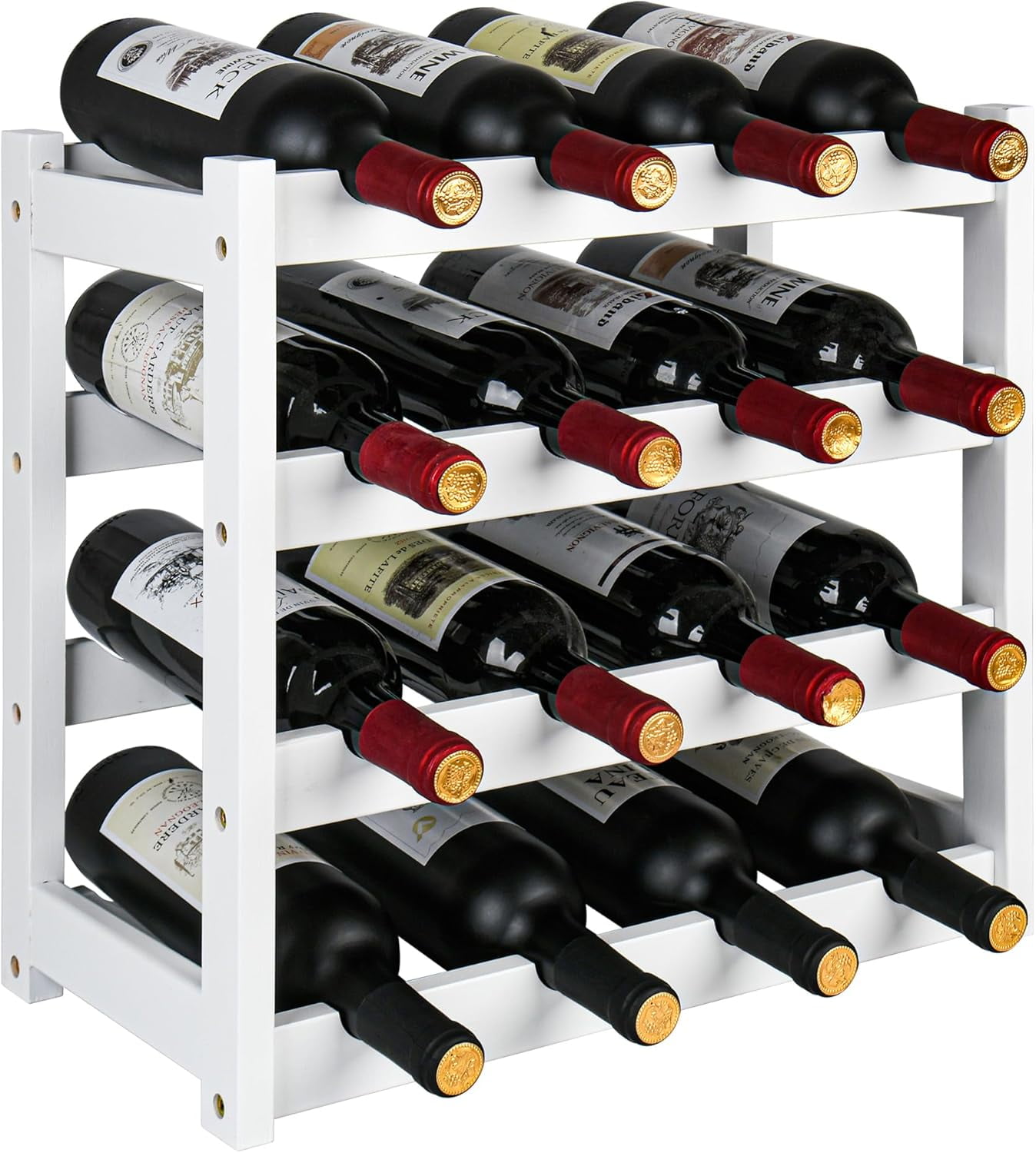 Wine Rack, 4-Tier Bamboo Wine Racks Countertop,Sturdy and Durable Wine ...
