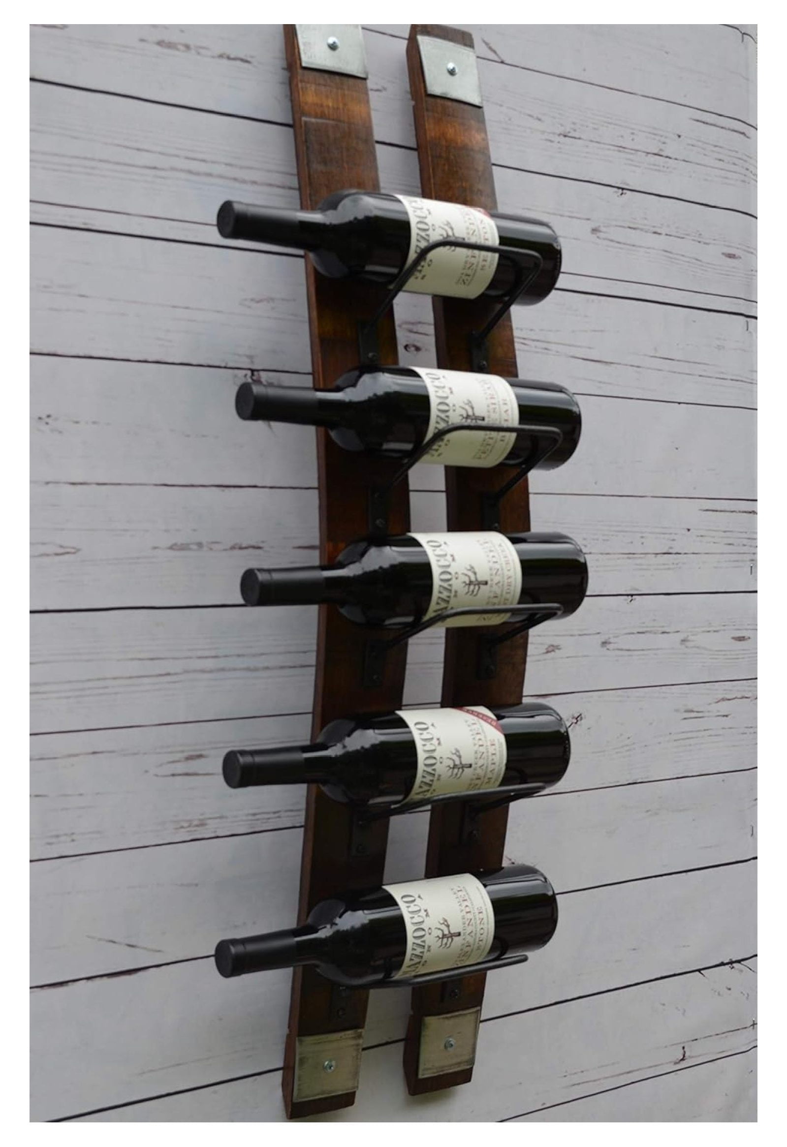 Wine Rack, 5 - Bottle Wine Stave wine rack with steel banding - Walmart.com