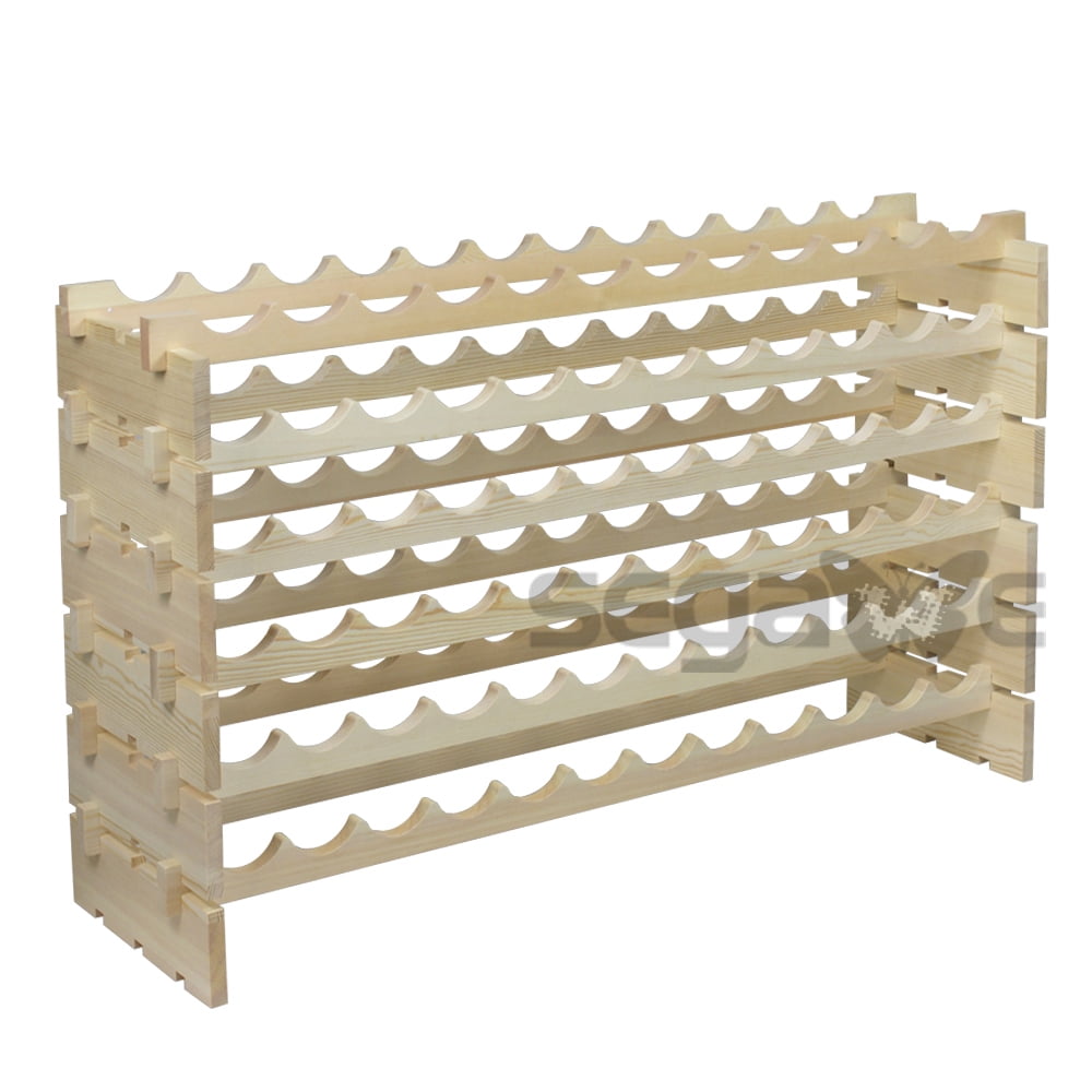 Wine Rack 72 Bottles Stackable Storage 6 Tier Solid Wood Display ...