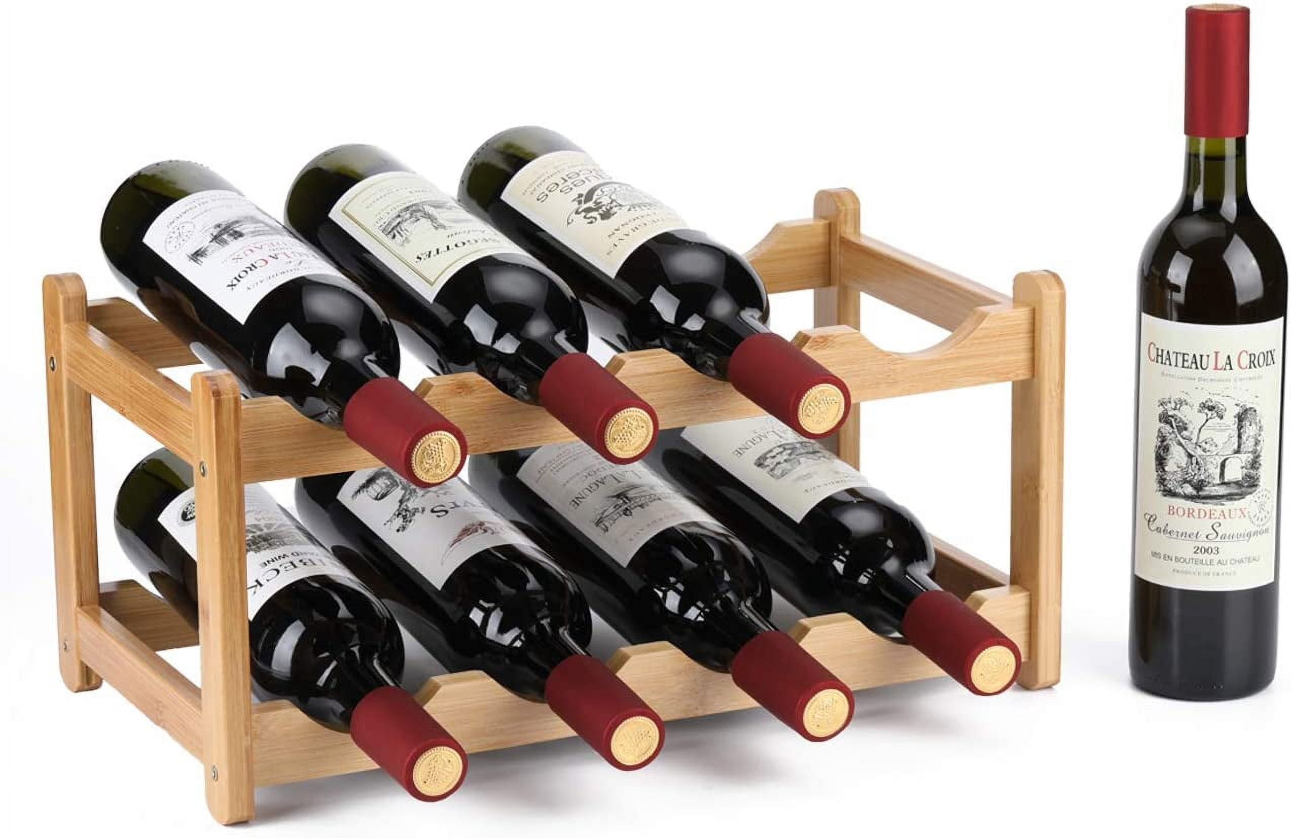 Wine Rack 8 Bottle 2-Tier Eco-Friendly Bamboo Wine Storage Easy ...