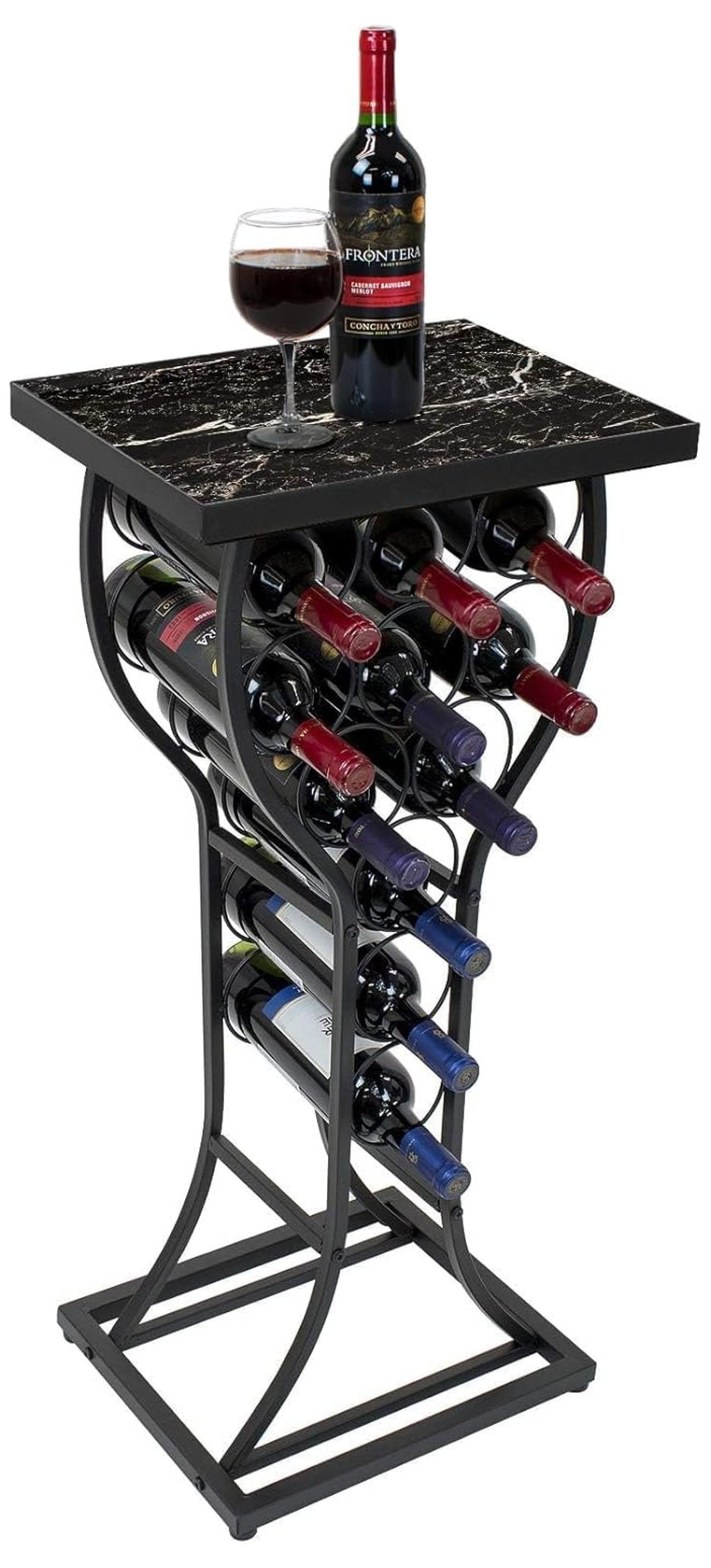 Wine Rack Console Table - Freestanding Wine Storage for 11 Bottles ...