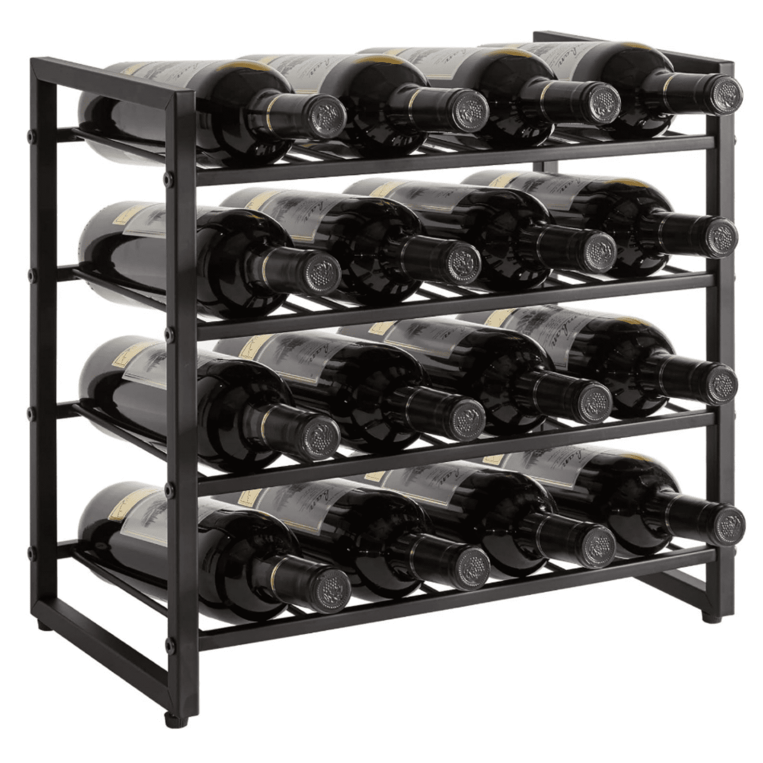 Wine Rack Countertop, Wine Rack Freestanding Storage 16 Bottle Capacity ...