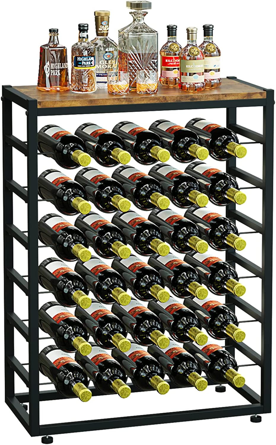 Wine Rack Free Standing 6-Tier 30 Bottles Wine Holder Display Storage ...