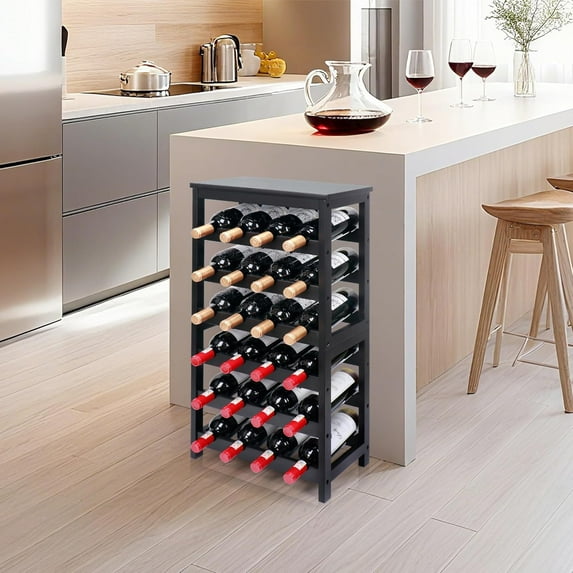 Wine Rack Free Standing Floor, 6-Tier 24 Bottles Display Wine Storage ...