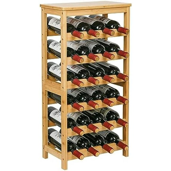 Wine Rack Free Standing Floor, 6-Tier Display Wine Storage Shelves with ...