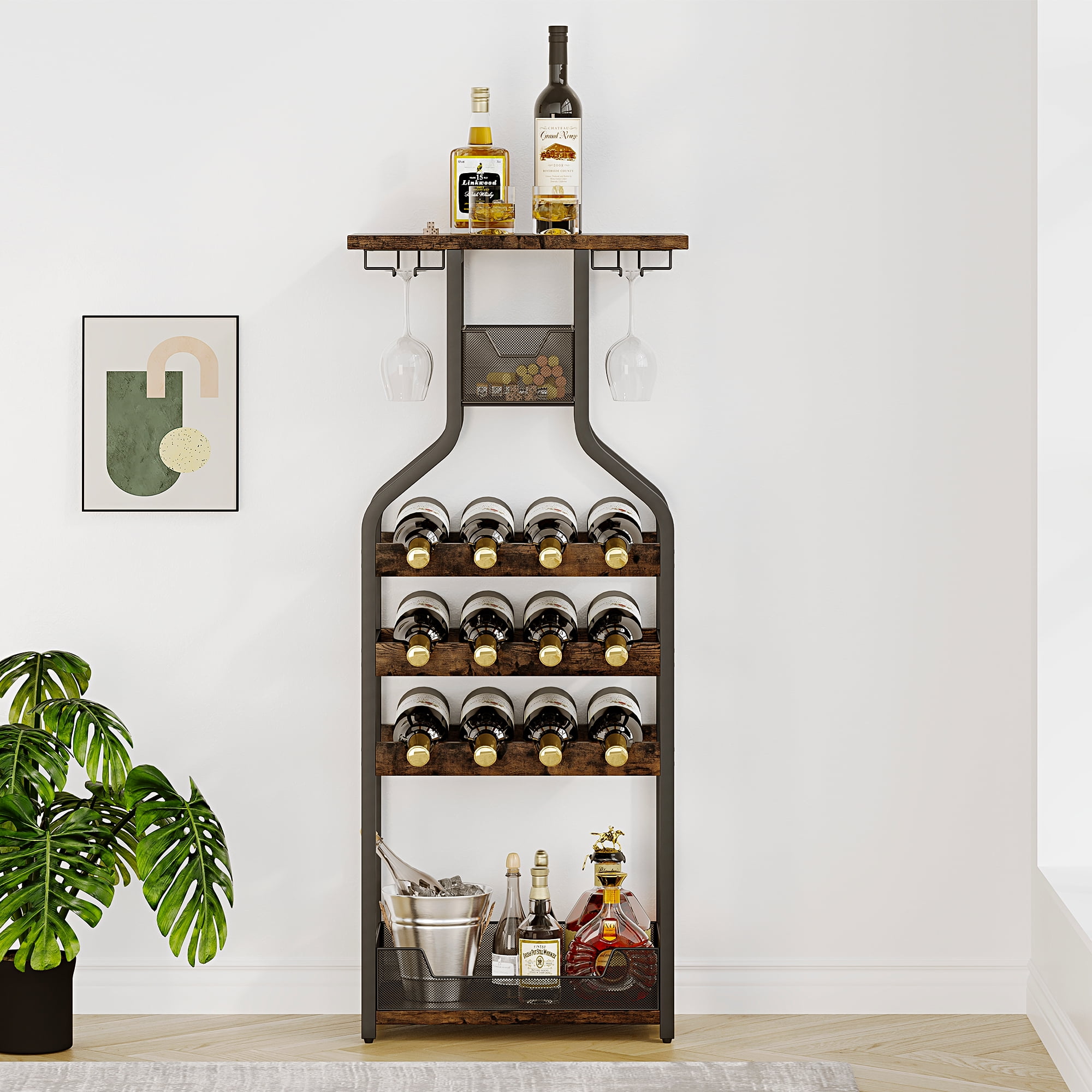 Wine Rack Freestanding Cabinet，Liquor Cabinet Bar for Home，Special ...