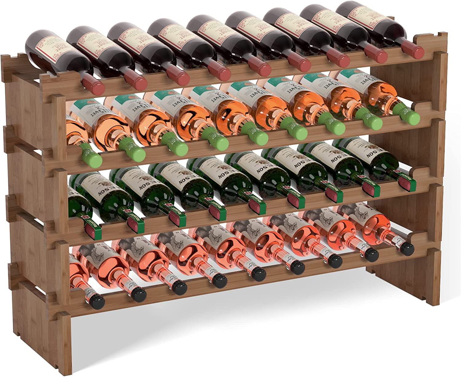 Wine Rack Freestanding Floor - 36 Wine Bottle Holder, Large Stackable ...