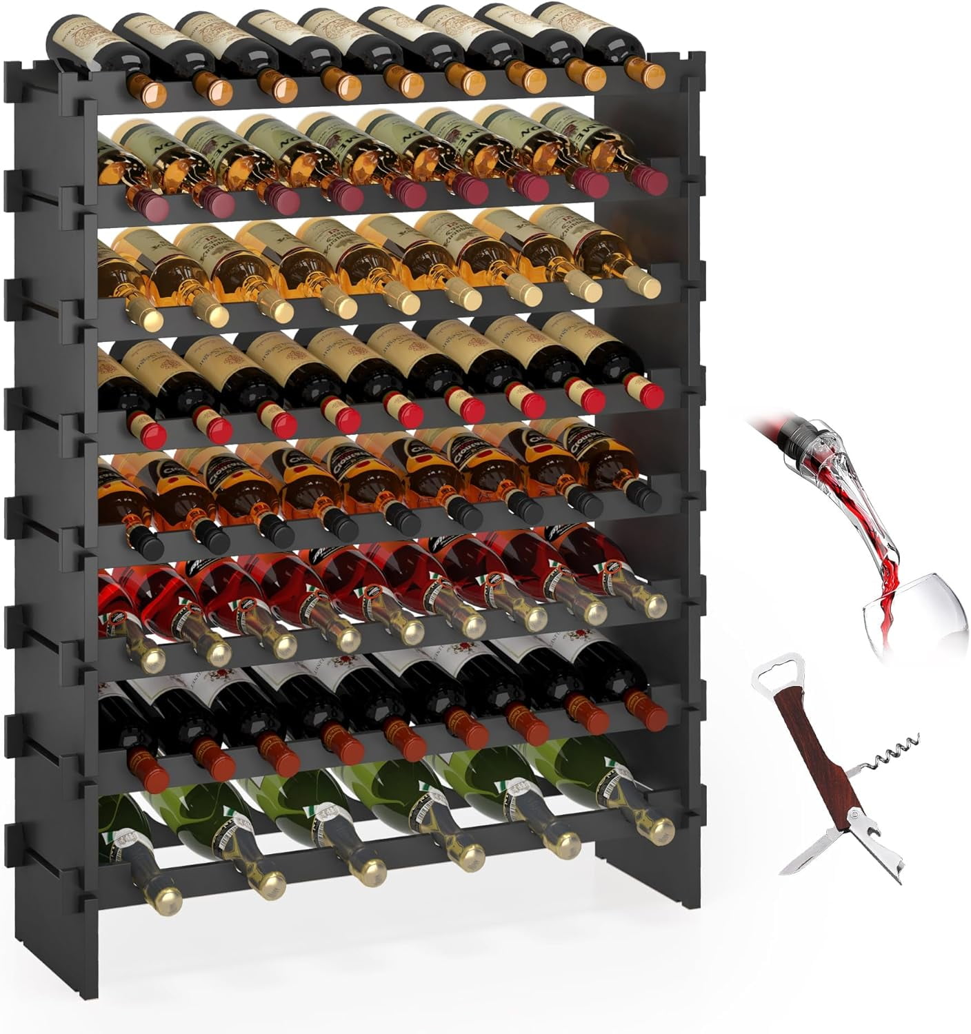 Wine Rack: Freestanding Floor Bamboo Stackable Wine Storage Racks, Wall ...