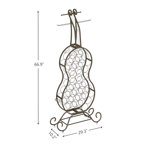 Wine Rack Freestanding Floor with Cello-Shaped, 32-Bottle Metal Wine ...