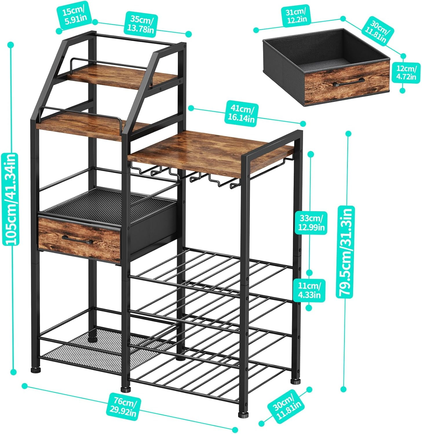 Wine Rack Freestanding Floor - Multi-Tier Liquor Cabinet with Fabric ...
