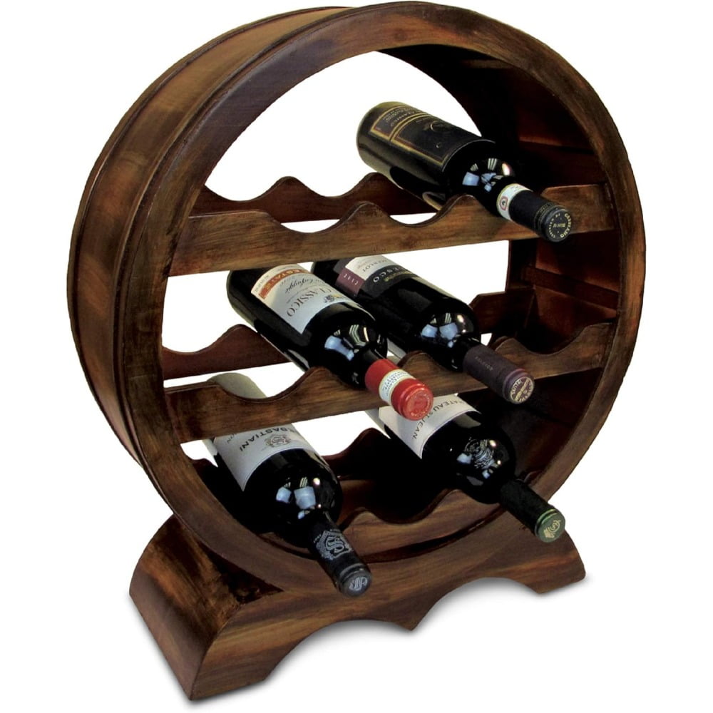 Wine Rack - Freestanding Wooden Circle Wine Holder for 10 Wine Bottles ...