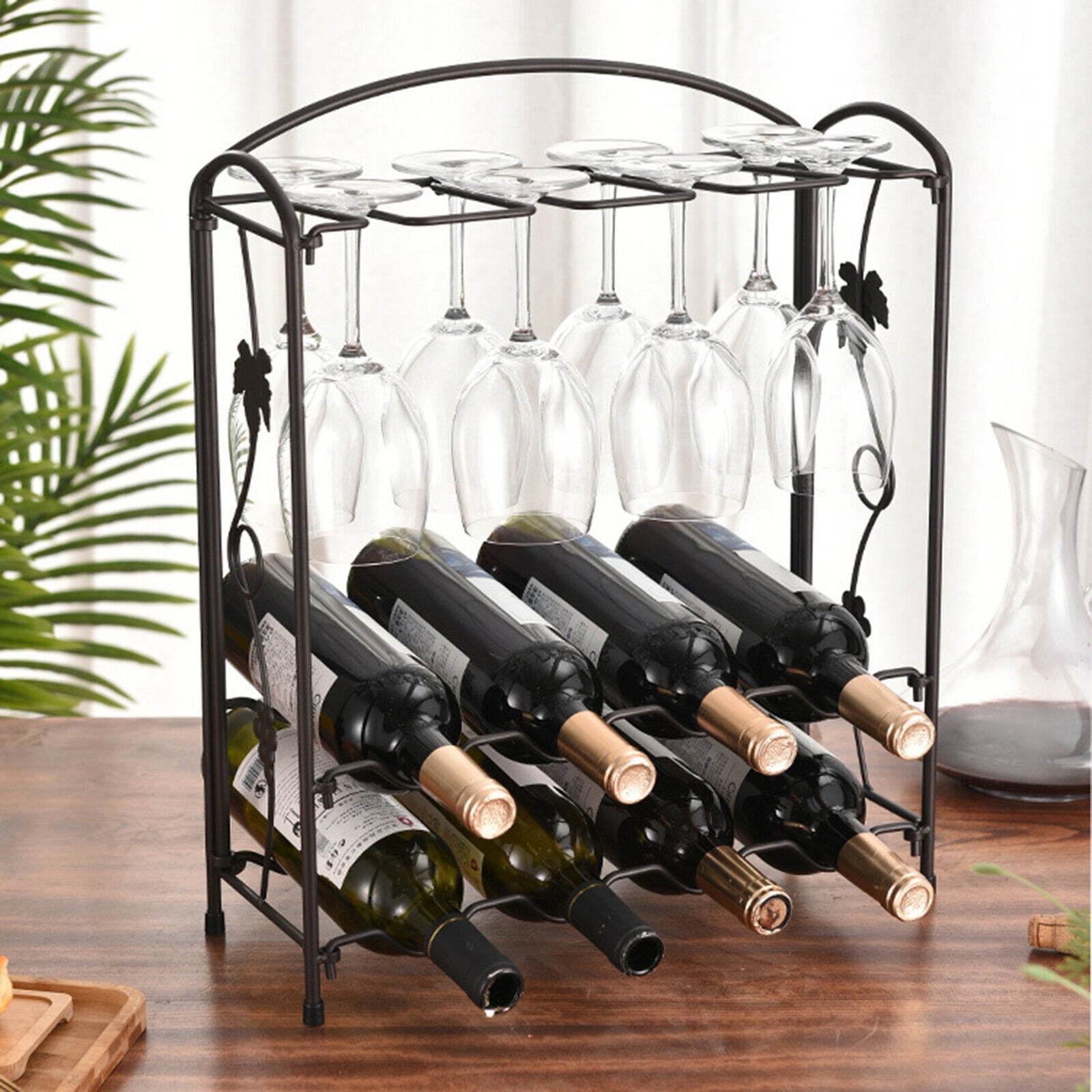Wine Rack with Glass Holder, European Style Wine Racks Countertop ...