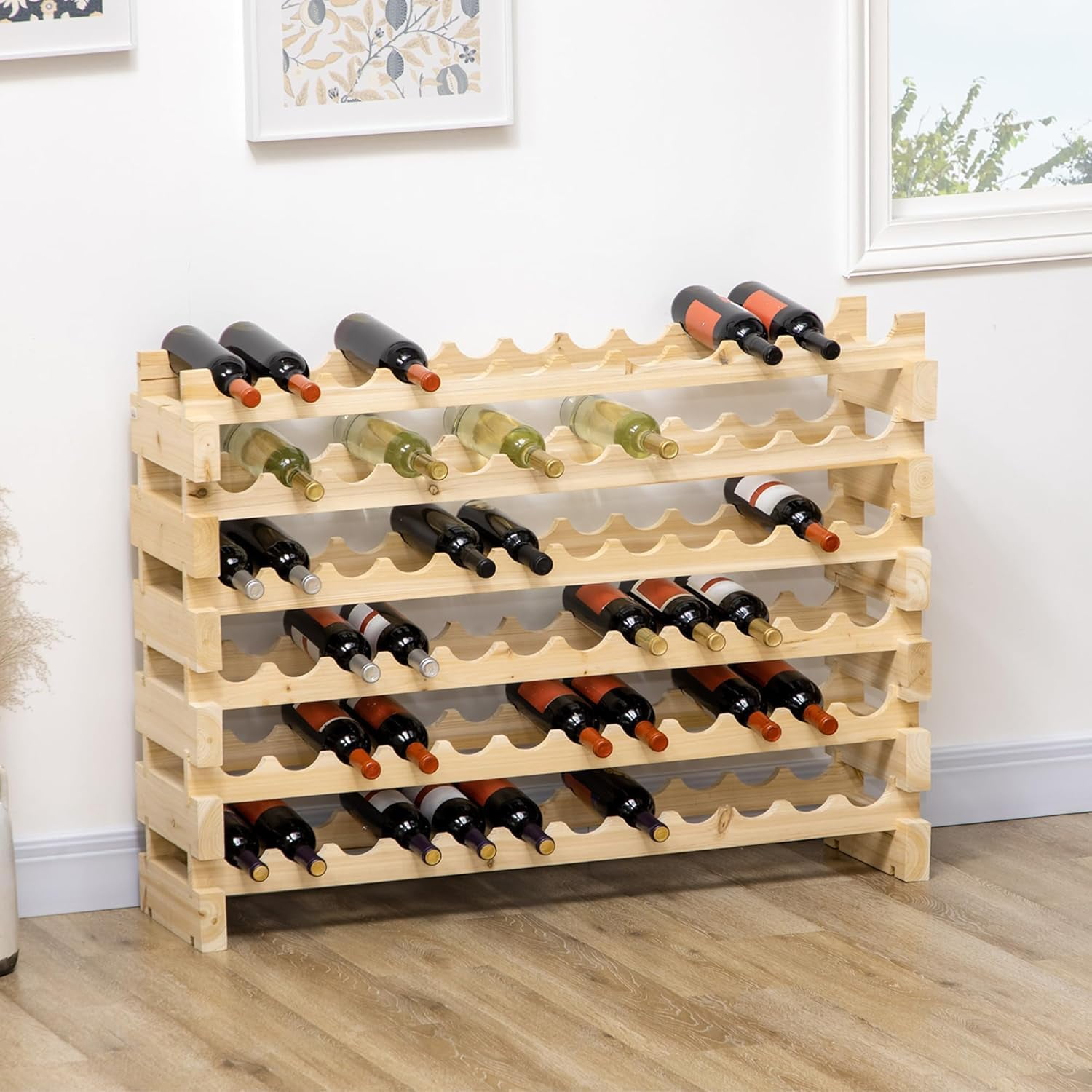 Wine Rack, Modular Storage Shelves, 72-Bottle Holder, Freestanding ...
