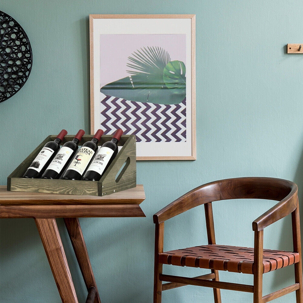 Walmart Countertop Wooden Cabinet Wine Rack, Rustic Wood Wine Bottle ...