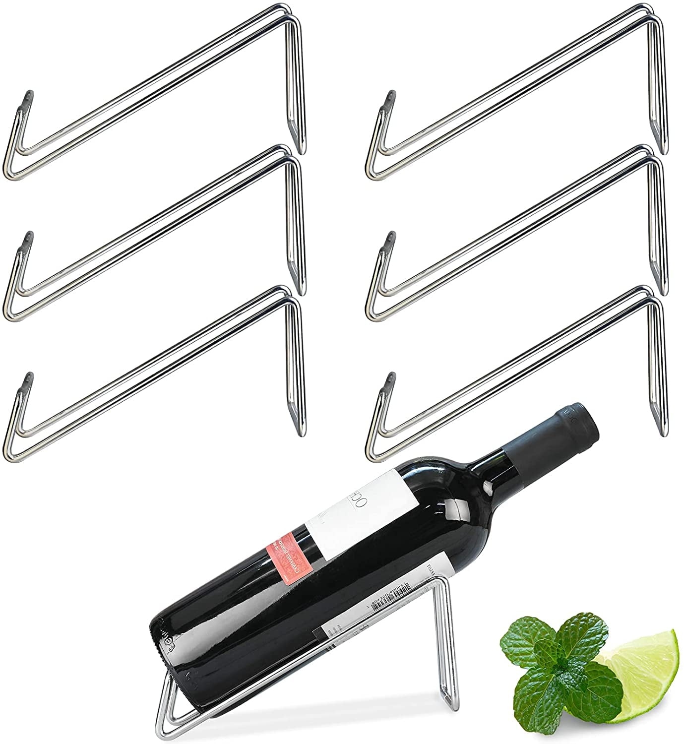 Wine Rack Set of 6- Stainless Steel Single Wine Bottle Holder Rack ...