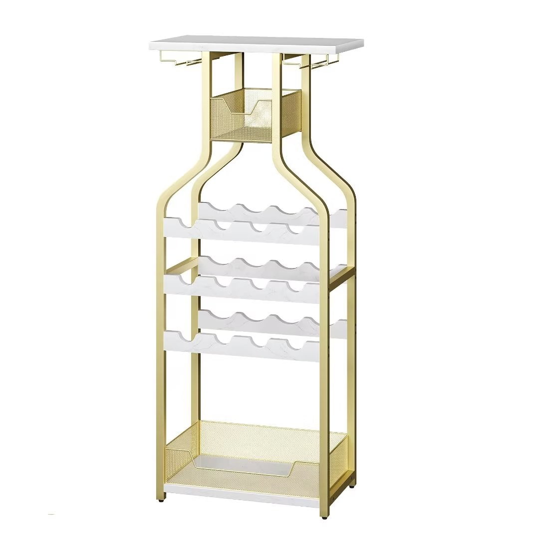 Wine Rack Small Wine Cabinet with Glass Holders,Gold - Walmart.com