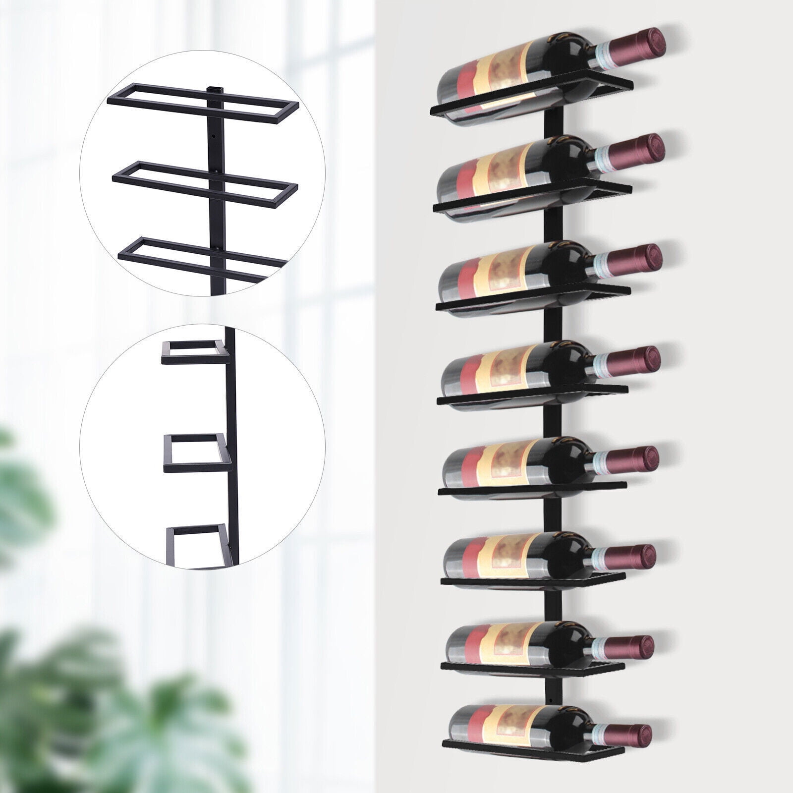 Wine Rack Wall Mounted for 8 Bottles Bottle Display Wine Racks Vintage ...
