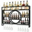 Tribesigns 4-Tier Rattan Bar Unit with Stemware Racks and Base, Indoor ...