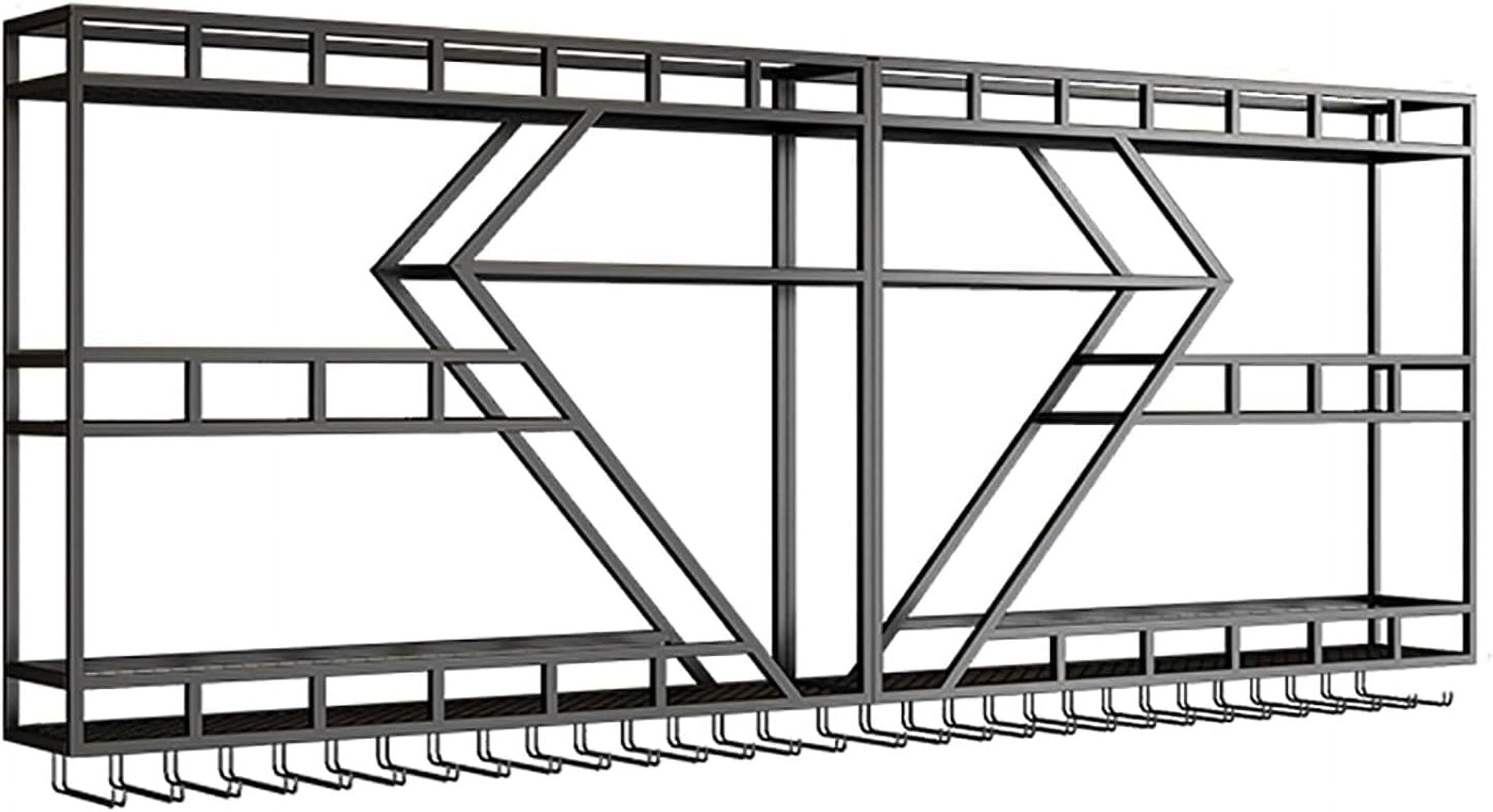 Wine Rack Wall Mounted with Hanging Wine Glass Holder,Industrial ...