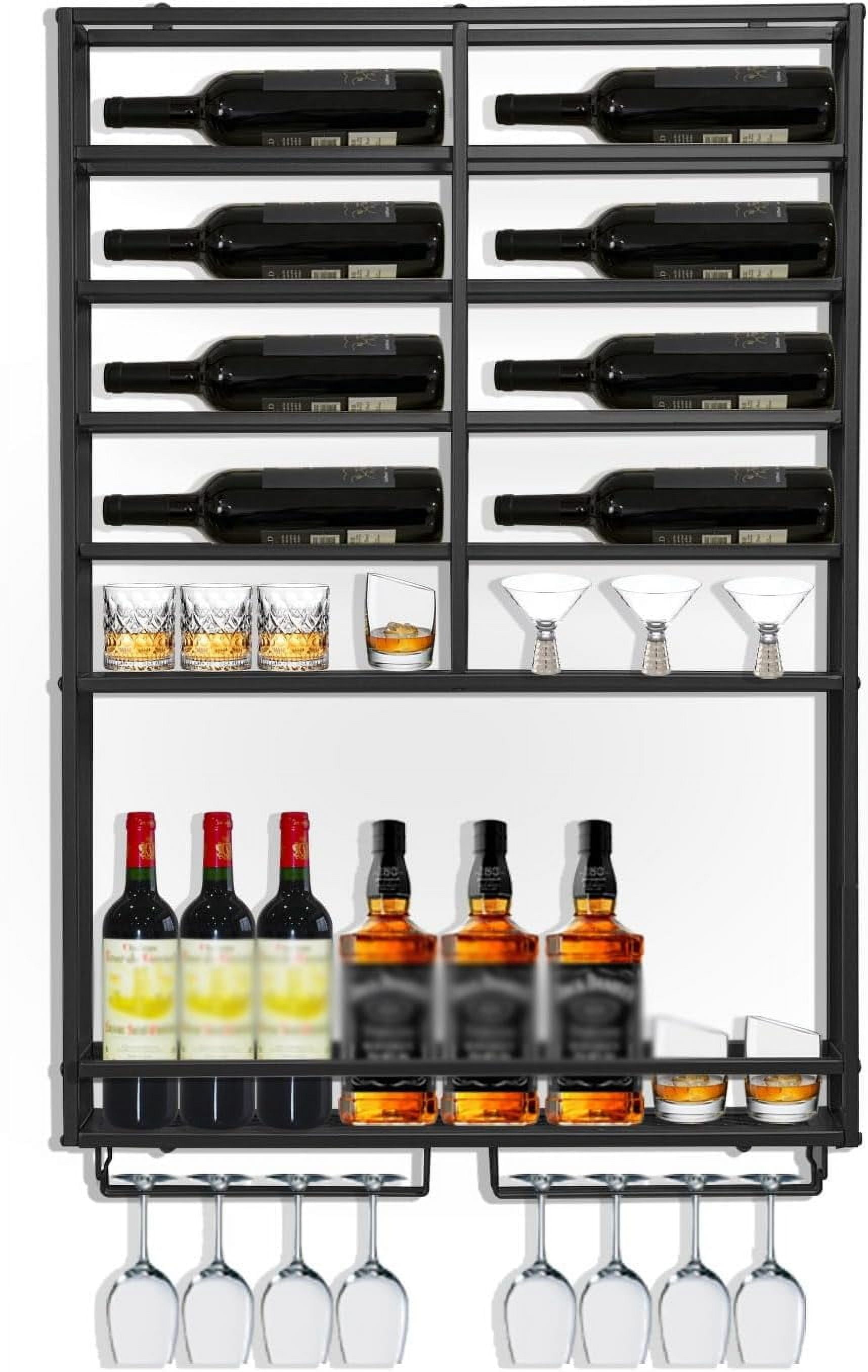 Wine Rack Wall Mounted, Hanging Wall Mount Wine Rack, with Wine Bottle ...