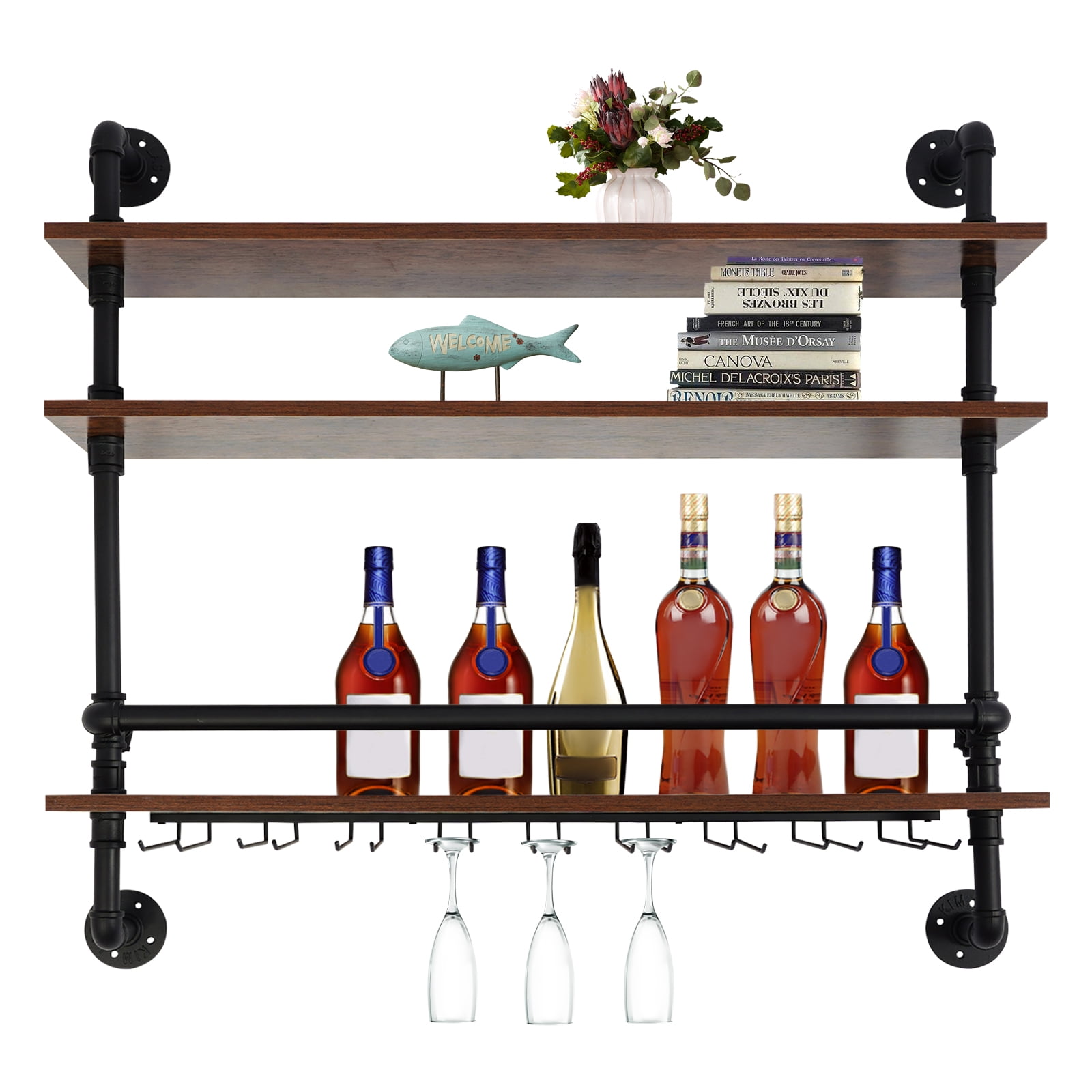 Wine Rack Wall Mounted, Wine Storage Display Rack, 3-Tier Wall Mount ...