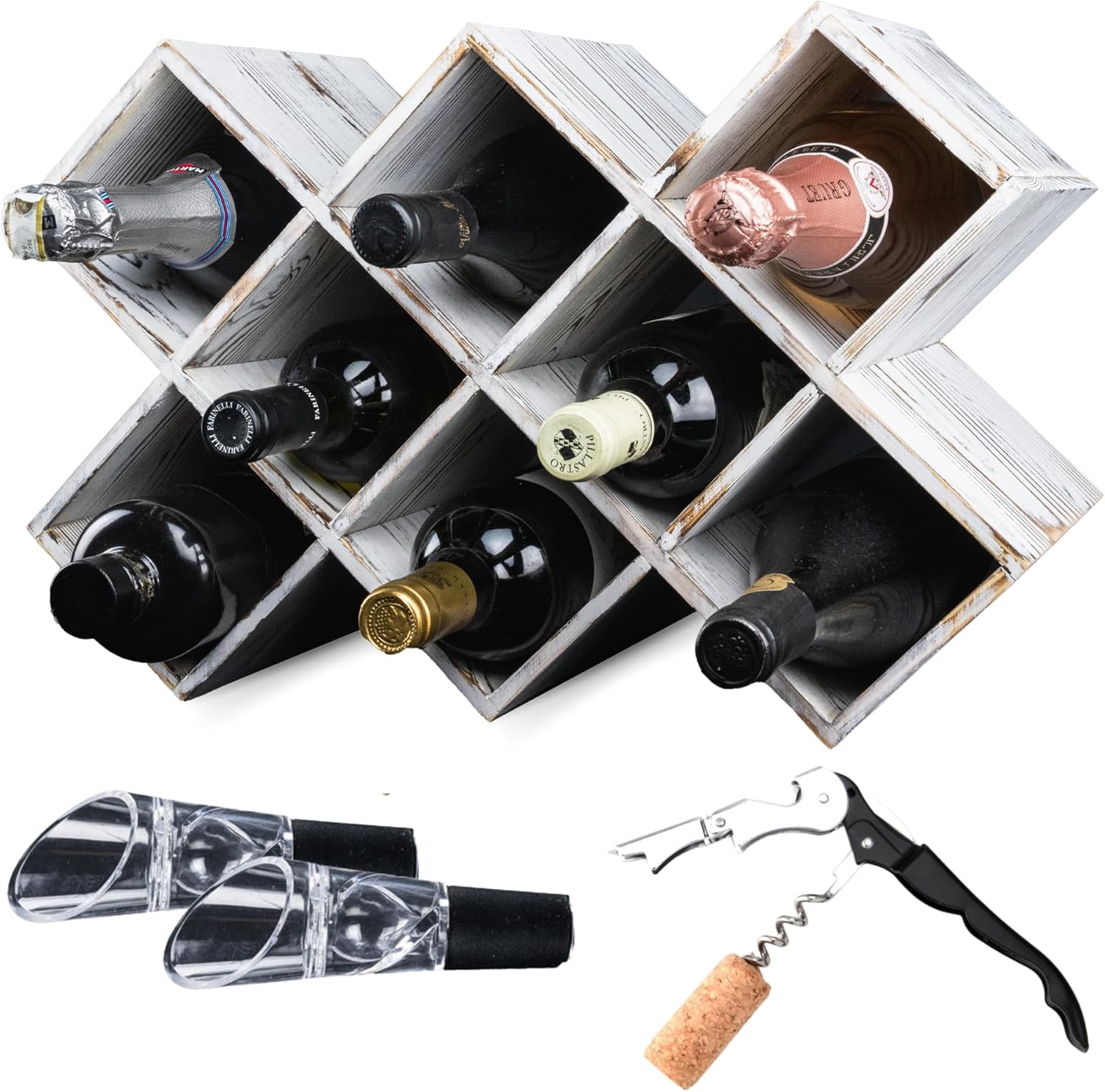 Wine Racks Countertop & Wine Bottle Holder for Farmhouse Decor - Wine ...