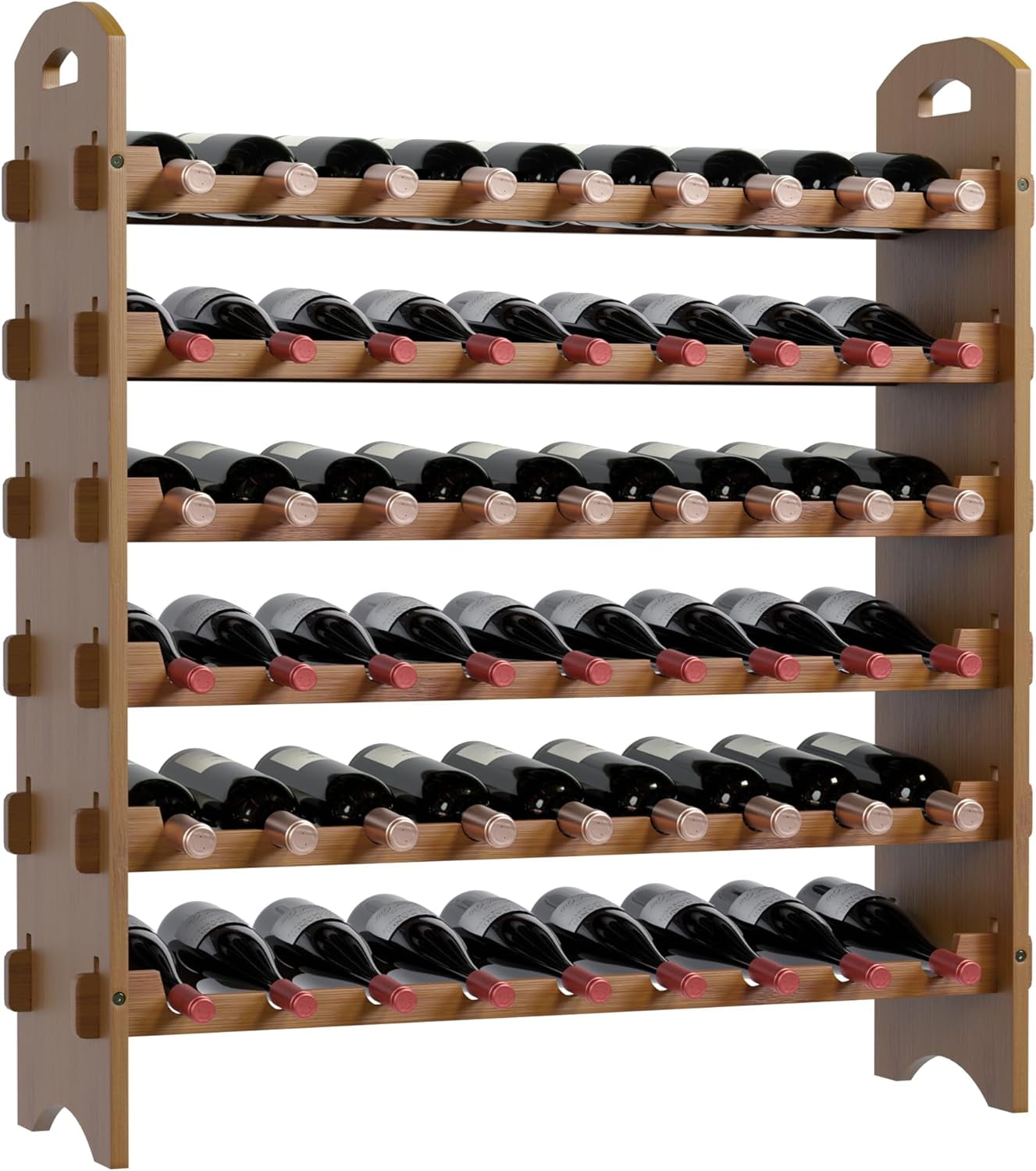 Wine Racks Free Standing Floor，Bamboo Wobble-Free Wine Storage Display ...