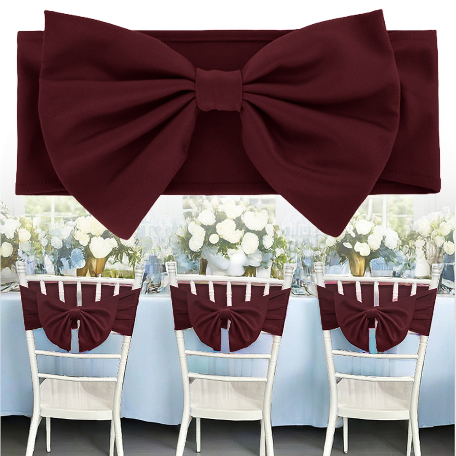 Wine Red Chair Sashes for Wedding Chair Bows Sashes Universal ...