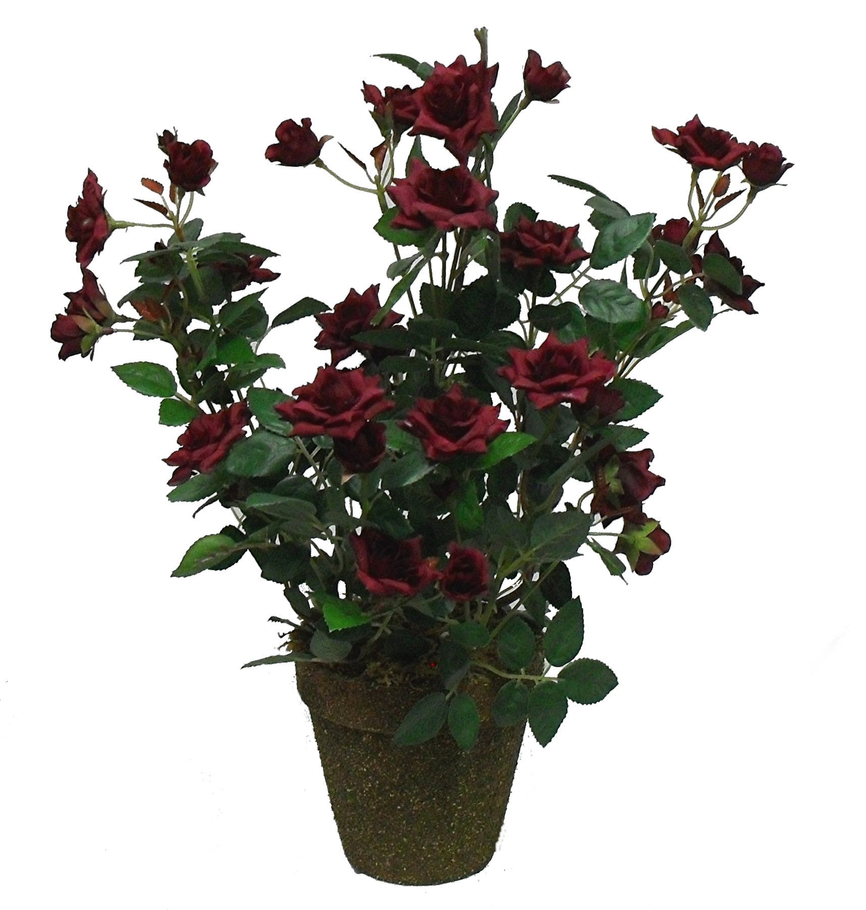 Wine Red Diamond Rose Bush 18in Artificial Polysilk Faux Fake Flower ...