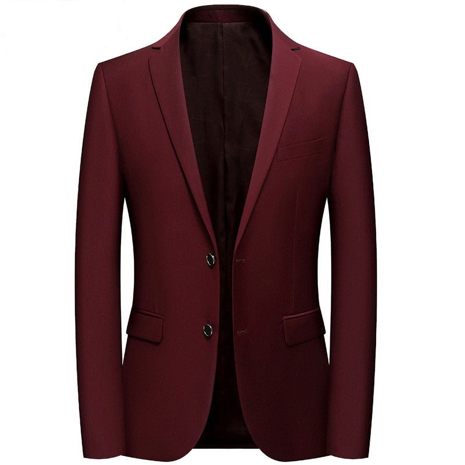 Wine Red Formal Business Dress Blazer Jacket Spring New Slim Fit Single ...