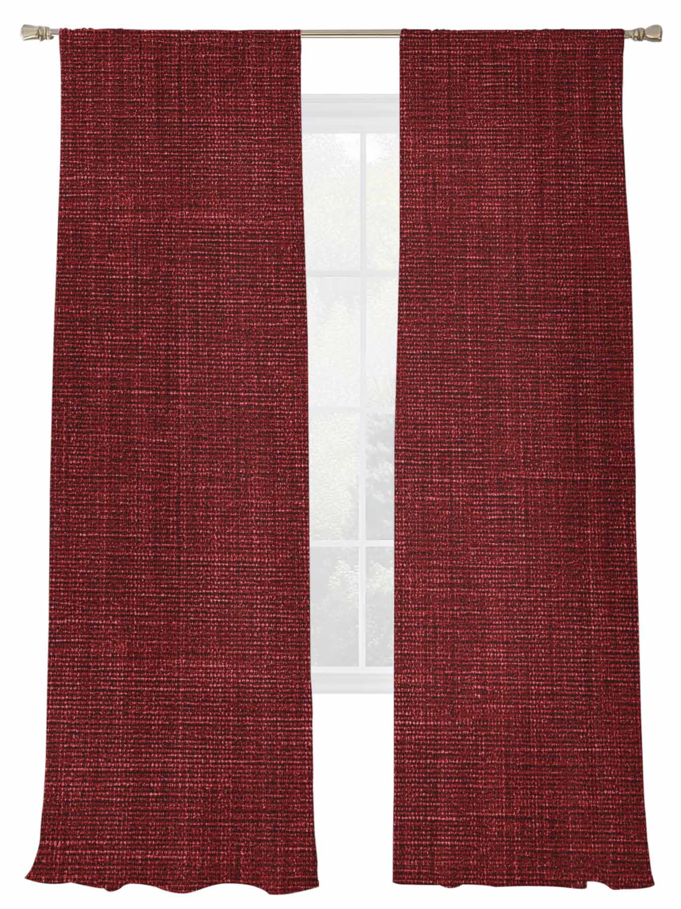 Wine Red Linen Sheer Curtains 96 inches Long, Farmhouse Pure Color ...