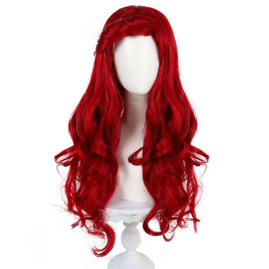 Wine Red Long Curly Hair Wig, Naturally Fluffy With Large Waves, Full ...
