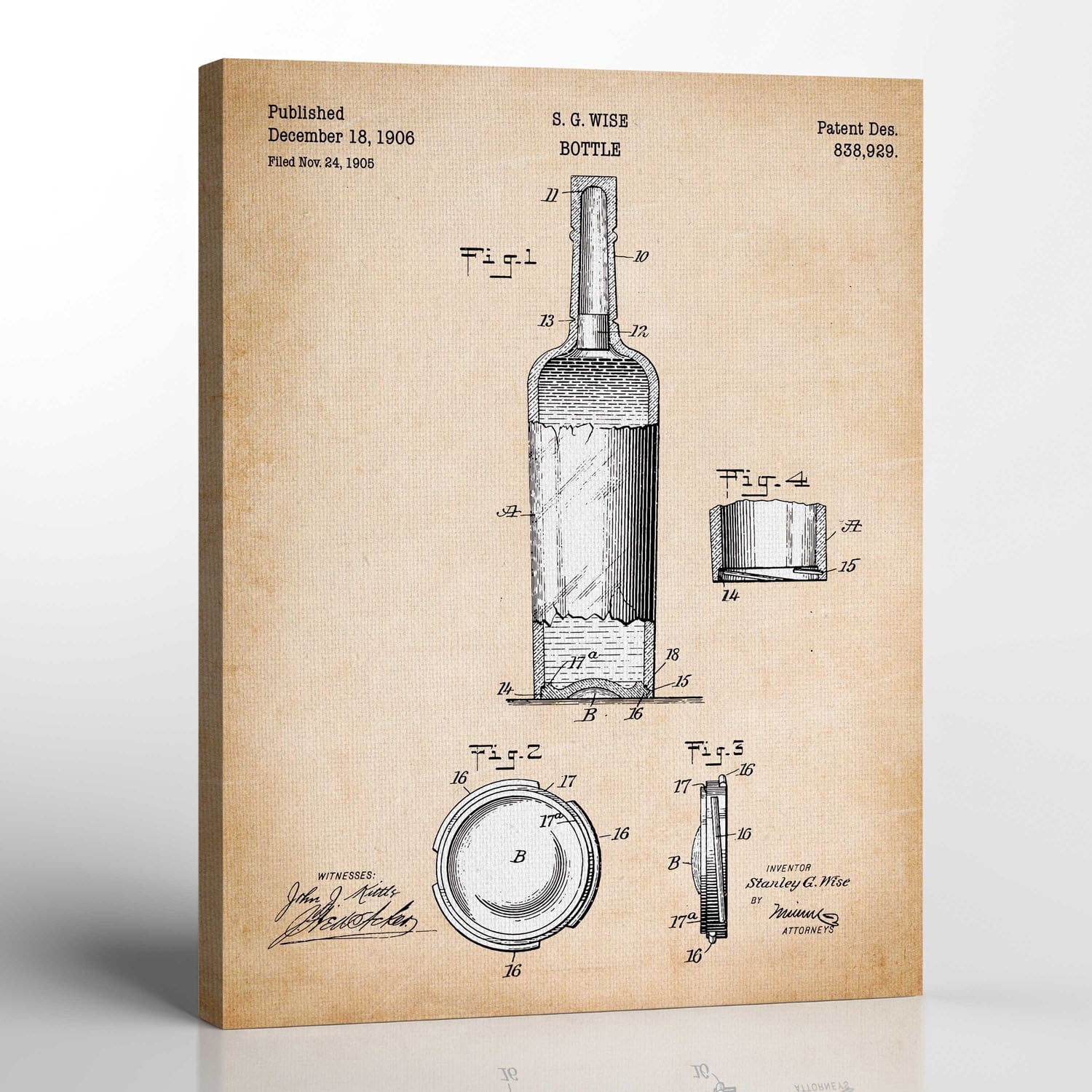 Wine Room Décor, Wine Bottle Patent Canvas Print, Ready To Hang for ...