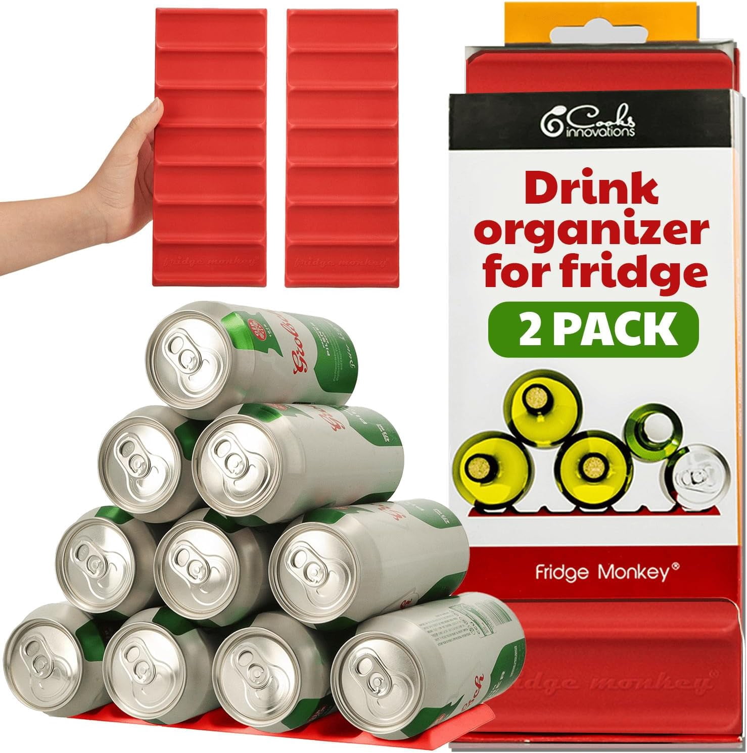 Wine & Soda Can Organizer for Refrigerator - Drink Organizer Holder ...