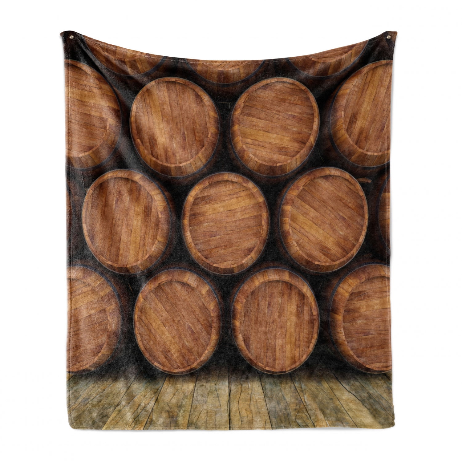 Wine Soft Flannel Fleece Throw Blanket, Wall of Wooden Barrels Wine ...
