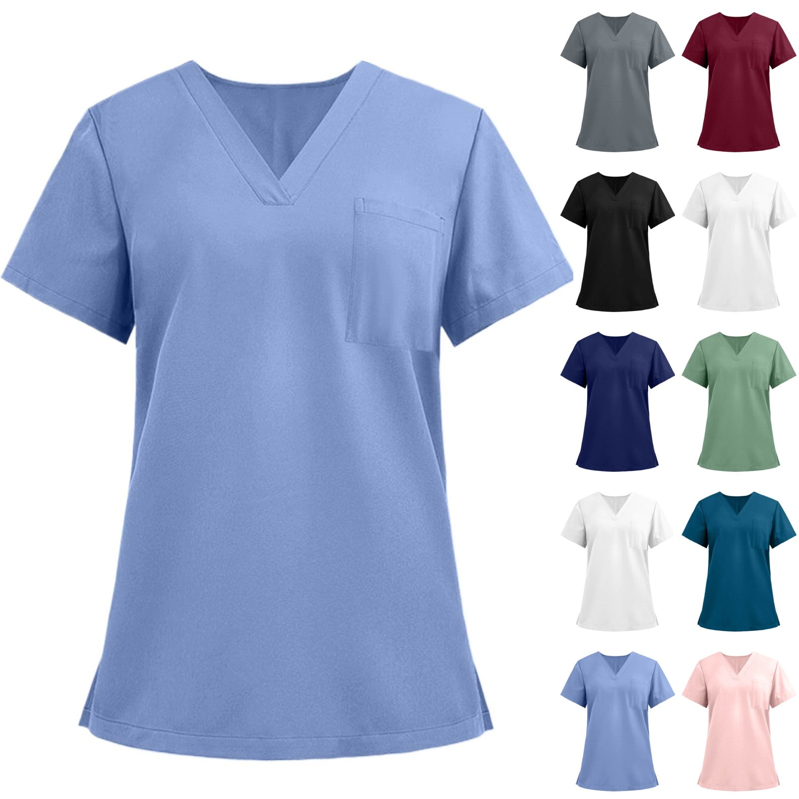 Wine Soft Stretch V-Neck Scrub Shirts for Women – Ideal for Medical ...