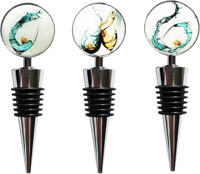 Wine Stopper Reusable Decorative Bottle Stoppers 3 Pack Wine Beverage ...